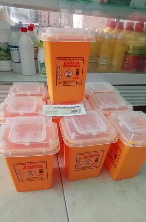 safety box/Sharp Container box 1 liter / sampah Medis 1 Liter | Lazada ...