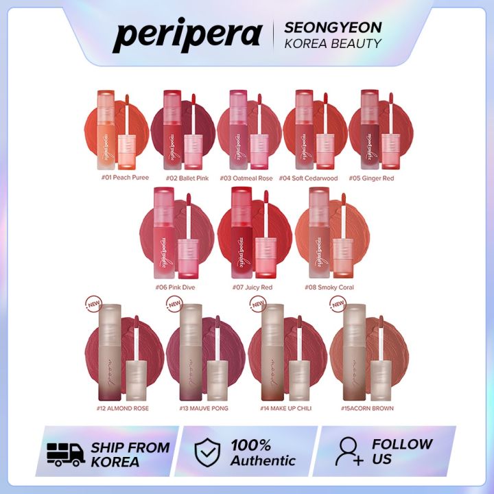 #🎀 Peripera Ink Mood Matte Lip Tint 4g [15 colors], Lip Mud Maskproof ...