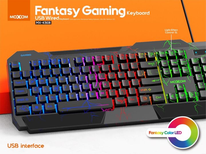 MOXOM MX-KB08 Fantasy Gaming Keyboard With USB Cable | Lazada