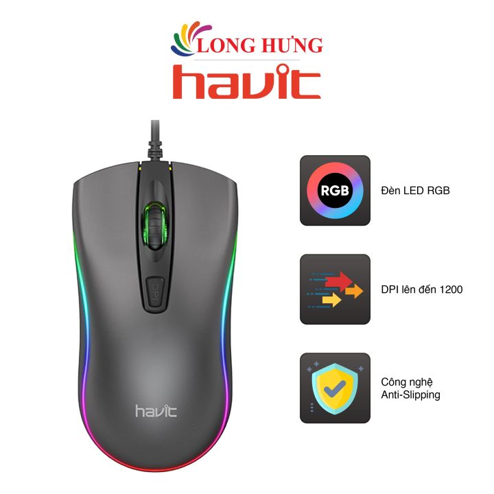 Chuột có dây Gaming Havit MS72 - Hàng chính hãng - Thiết kế cong thái ...