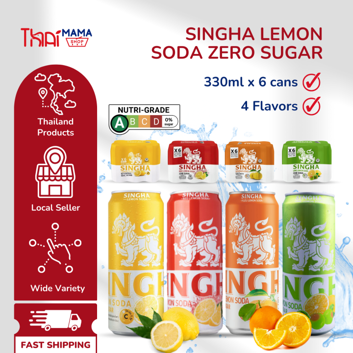 Singha Lemon Soda Zero Sugar 330ml x 6 cans | Lazada Singapore