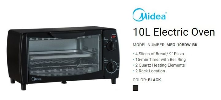 MIDEA 10L ELECTRIC OVEN TOASTER MODEL: MEO-10BDW-BK | Lazada