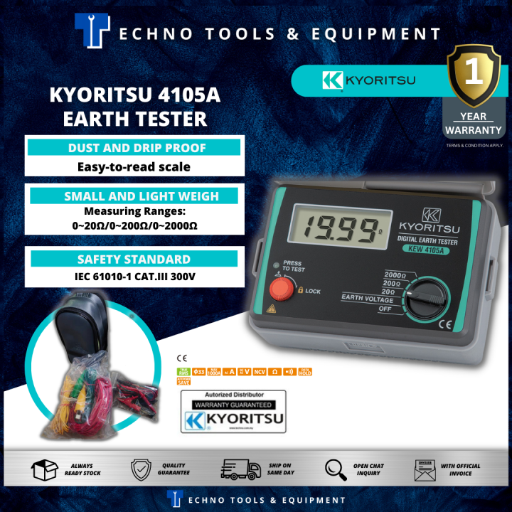 KYORITSU 4105A Digital Earth Tester Multimeter Resistance Meter (With ...