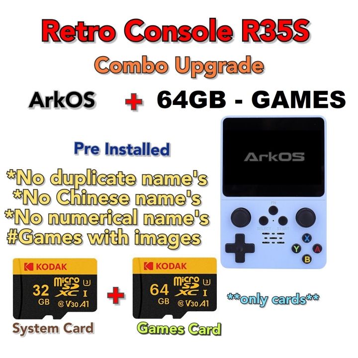 KODAK 32GB+64GB microSD card for R35S Game Console with 15,000+ GAMES & ARK OS | Lazada PH