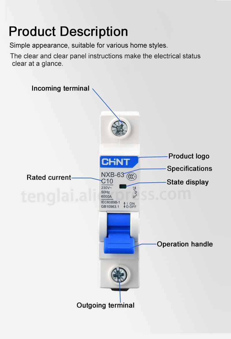 Chint Chnt 2P Miniature Circuit Breaker Type C NXB 63 AC 380V 400V Air Switch | Lazada.co.th
