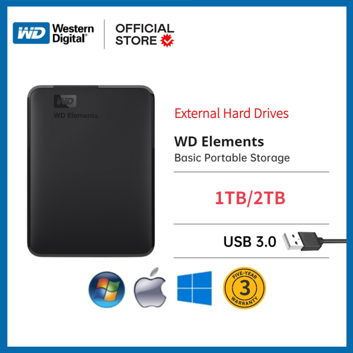 WD Elements Portable 1TB 2TB External Hard Disk USB 3.0 External HDD 3 ...