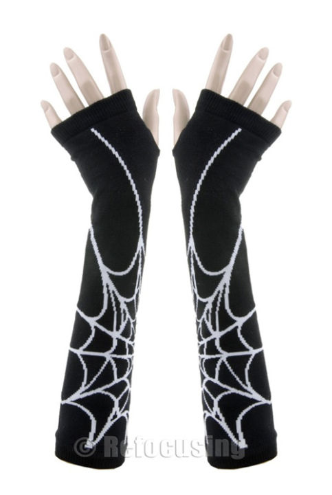 White spider web arm sleeve PUNK fingerless arm sleeve supply EBAY ...