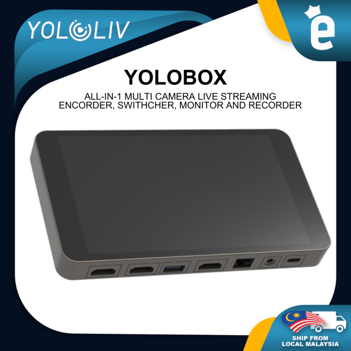 YoloLiv YoloBox Portable All-in-One Multi-Camera Live Streaming Encoder, Switcher, Monitor, and ...