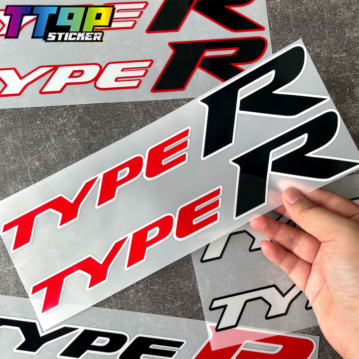 1 คู่ TYPE R โลโก้ตัวอักษรภาษาอังกฤษ สติกเตอร์ตกแต่งรถ Vinyl สะท้อนแสง ...