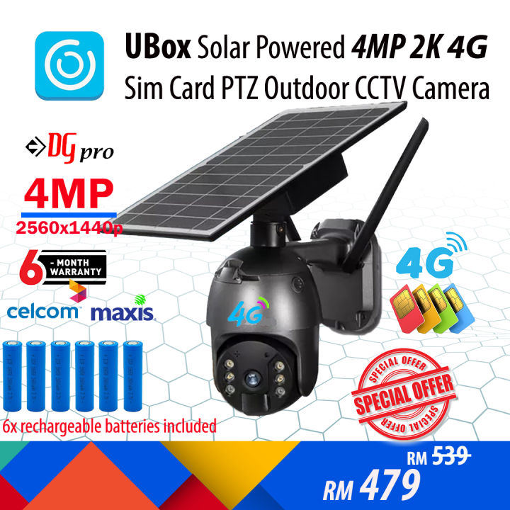 UBox 4G Sim Card 4MP 2560x1440 / 2MP 1080p Full HD Solar Powered ...