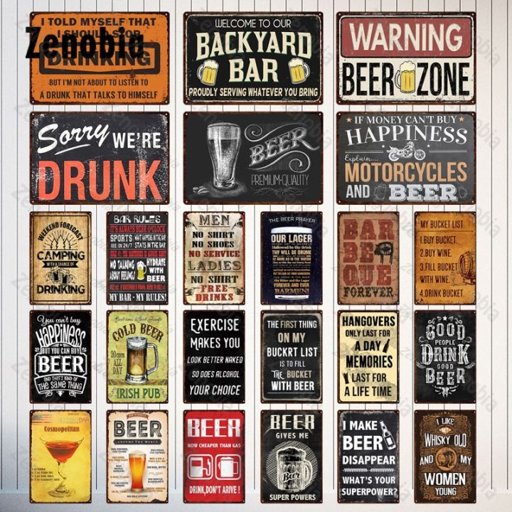 Metal Sign Wall Decor Warning Beer Zone Classic Beer Quotes Vintage ...