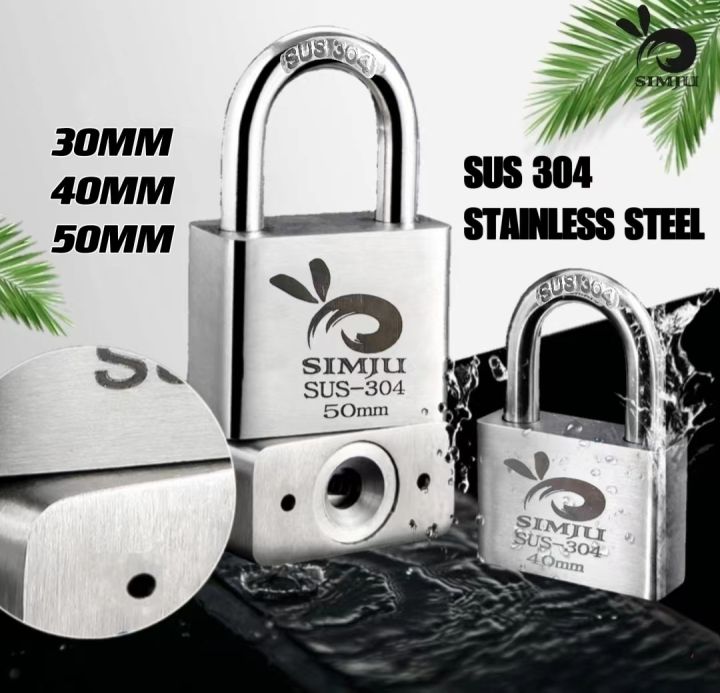 SIMJU 304 Stainless Steel Heavy Duty Padlock / House Lock / Mangga ...