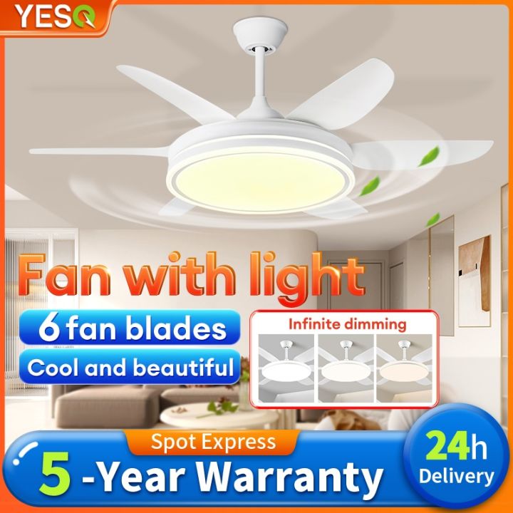 Modern LED Ceiling Fan Light 50in Kipas Siling 5 Speed Strong Wind 360 ...