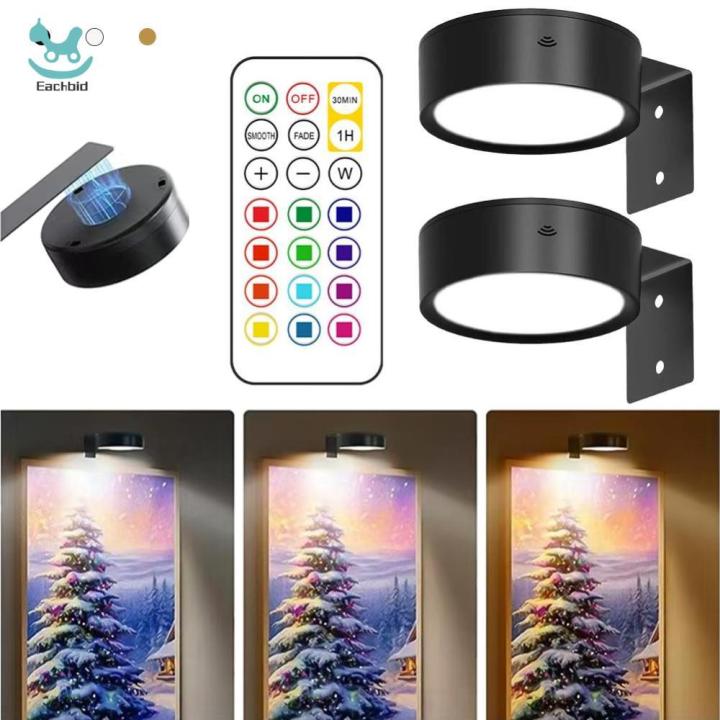 Eachbid 1/2pcs Wireless Magnetic Remote Control LED Wall Light Picture ...