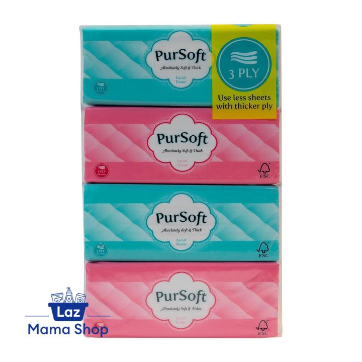 Pursoft Classic 3-Ply Facial Tissue - 4 Soft Pack (Laz Mama Shop ...