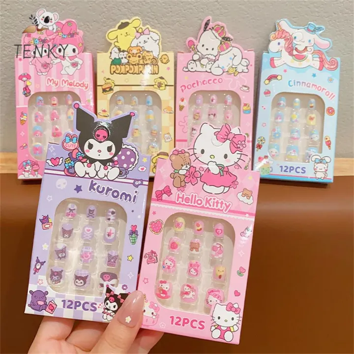 TENKY ชุดเล็บปลอมสติ๊กเกอร์ติดเล็บลายการ์ตูน Sanrio สติกเกอร์เล็บลอกออก ...