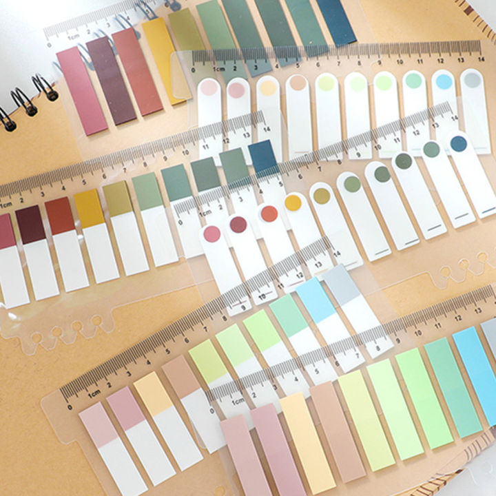YILQQPER 200pcs Sticky Notes With Ruler Morandi Color Label Post-it ...