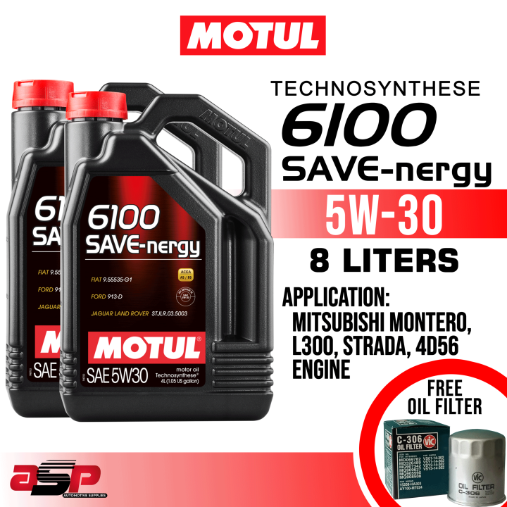 MOTUL 6100 SAVE-NERGY 5W-30 8 Liters Change Oil Bundle for Mitsubishi ...