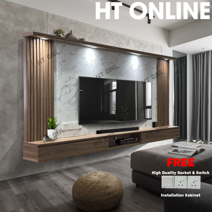 HT ONLINE Elegant Fluted Panel 8ft TV Cabinet with Storage for 75" TV ...