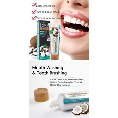Disaar Organic Coconut Toothpaste Clean Teeth Stain Strengthen Enamel ...