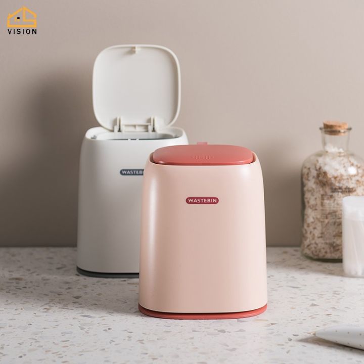 Vision Desk Mini Trash Bin Press Type Dustbin Office Dressing Table ...