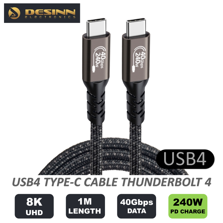 USB4 Cable 240W Fast Charging 1m | 40Gbps Data Transfer & 8K Display ...