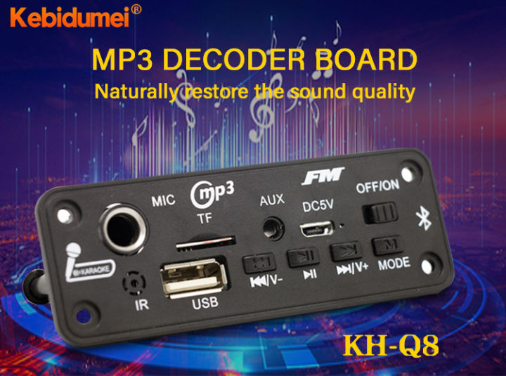 Kebidumei 6W Amplifier DC 5V MP3 Decoder Board Bluetooth 5.0 USB TF ...