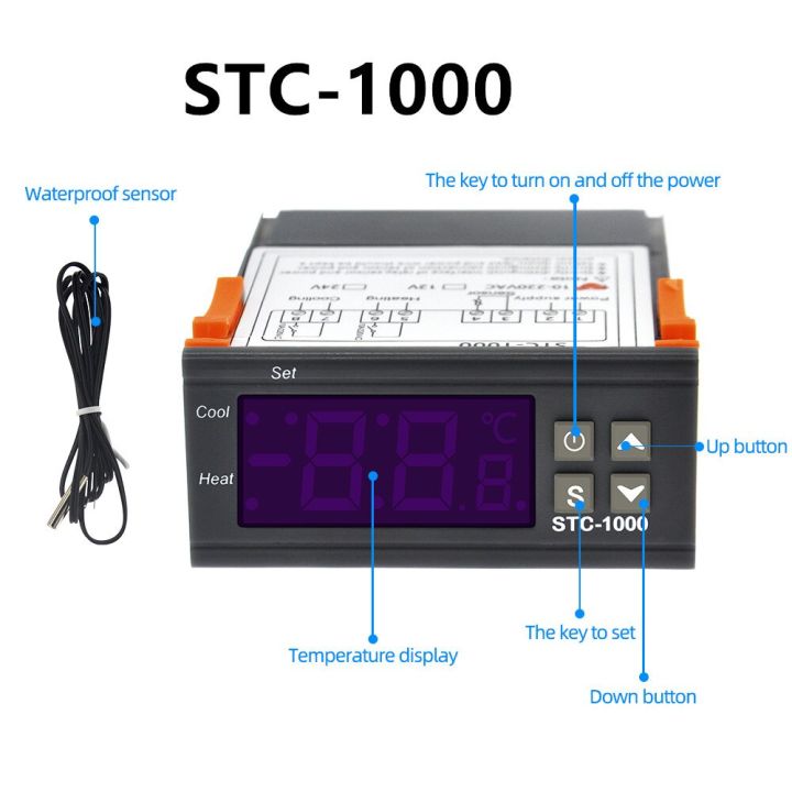 STC-1000 Intelligent Digital Display Temperature and Humidity Controller Humidity Meter ...