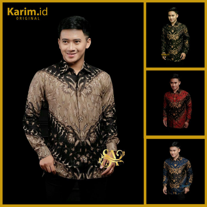 Batik pria modern 2021 mewah batik pria anak muda kemeja batik pria ...