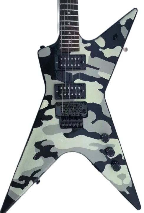 Custom Dimebag Darrell Hand-Painted Camouflage Electric Guitar Black ...