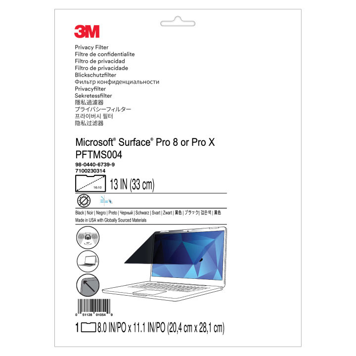 3M Privacy Filter แผ่นกรองแสงป้องกันการแอบมองจากด้านข้าง สำหรับ Microsoft Surface Pro 8/X ...