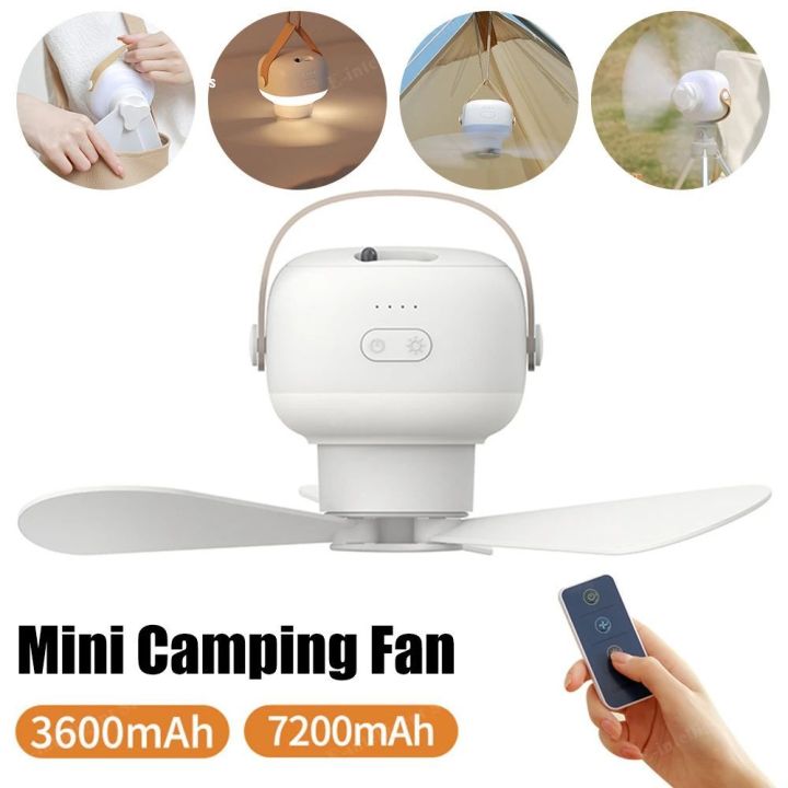 Wireless Camping Fan Rechargeable Ceiling Fan with Light Remote Control ...