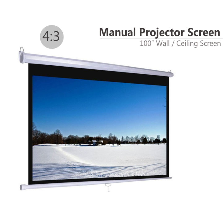 100\' Manual Projector Screen 4:3 Auto Lock Wall Hand Pull Down | Lazada