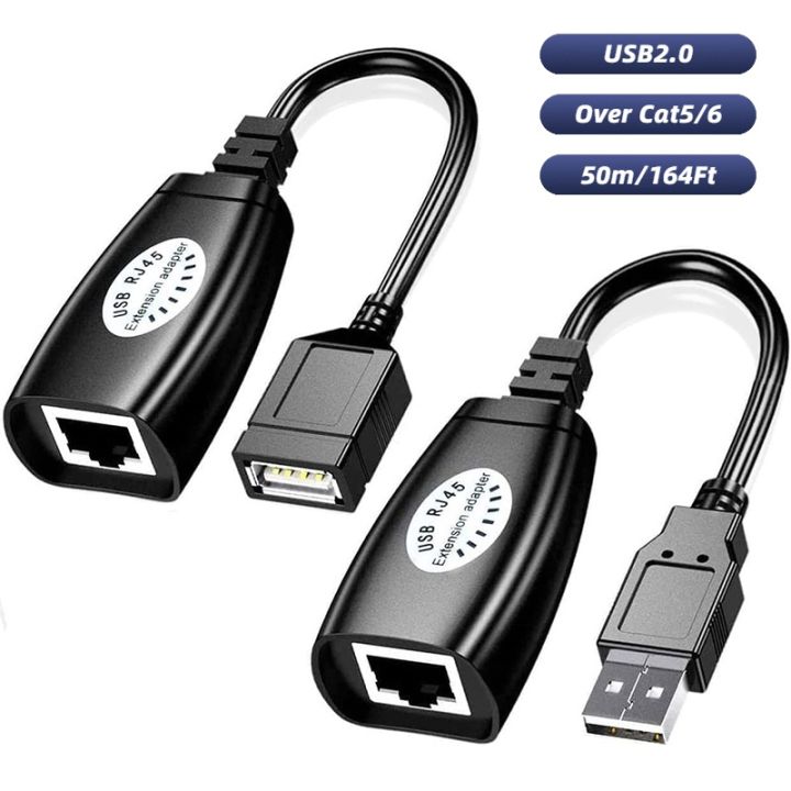USB Extender Over RJ45 Cat 6/5/5e Adapter 50M USB To RJ45 LAN Extension ...