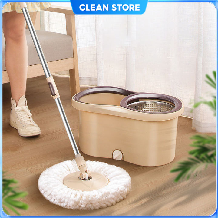 Magic Spin Mop With Bucket 360° wet and dry flat rotating mop Rotating ...
