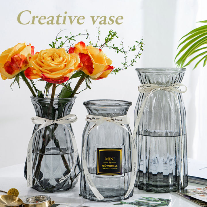 Flower Vase For Center Table Home Decor Water Plants Base Glass Elegant ...
