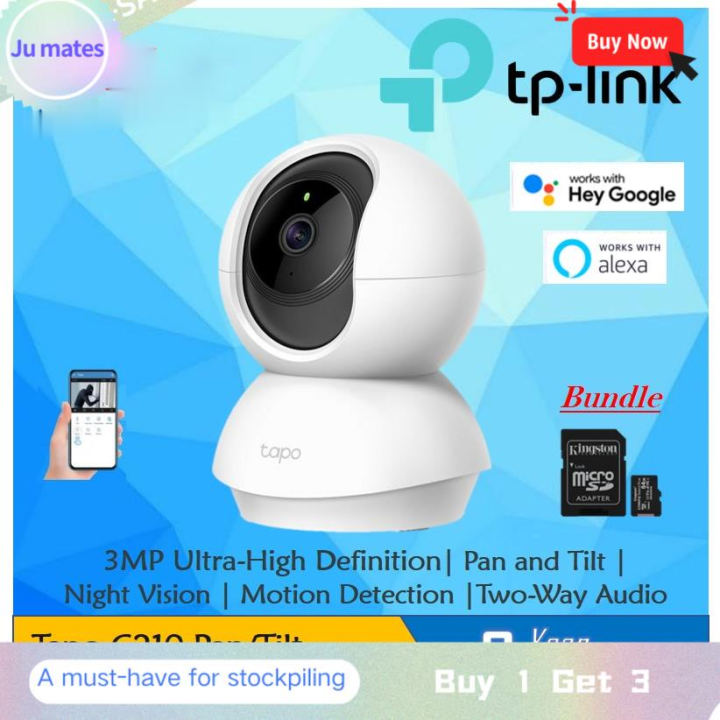 TP-Link Tapo Pan/Tilt Home Security Wi-Fi Camera (C210/C212/C220) with Kingston Micro SD Card ...