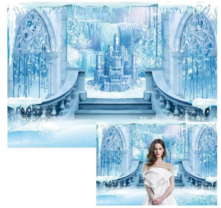 7x5ft Winter Castle Photography Backdrop Winter Wonderland Castle ...