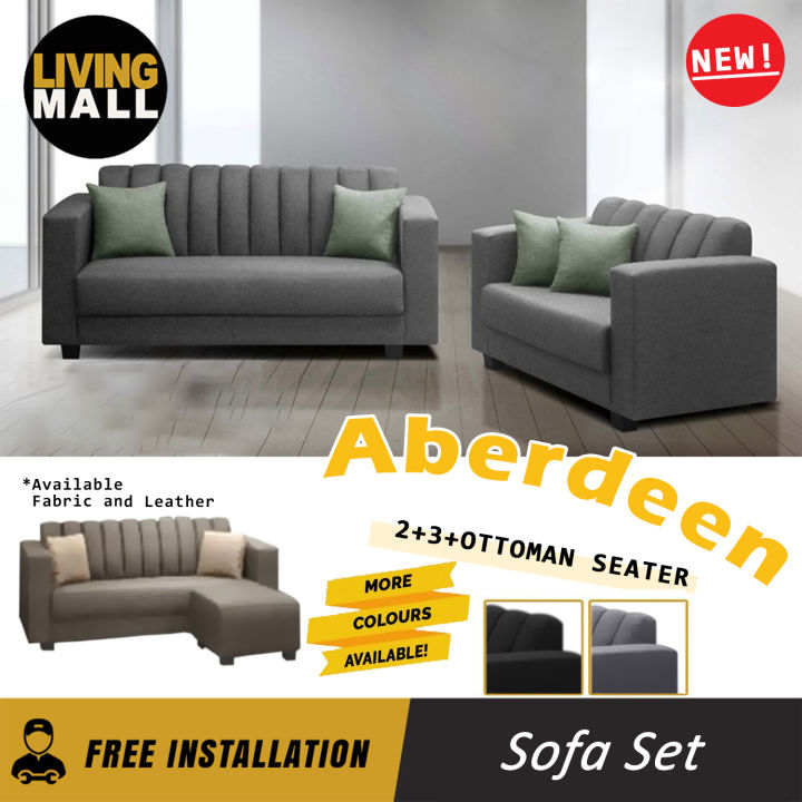 Living Mall Aberdeen 2 + 3 seater Sofa L-shape with ottoman in 4 ...