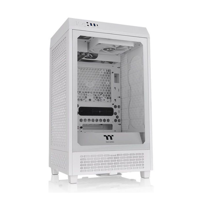 Tt perspective The Tower 200 mini black and white water-cooled desktop ...