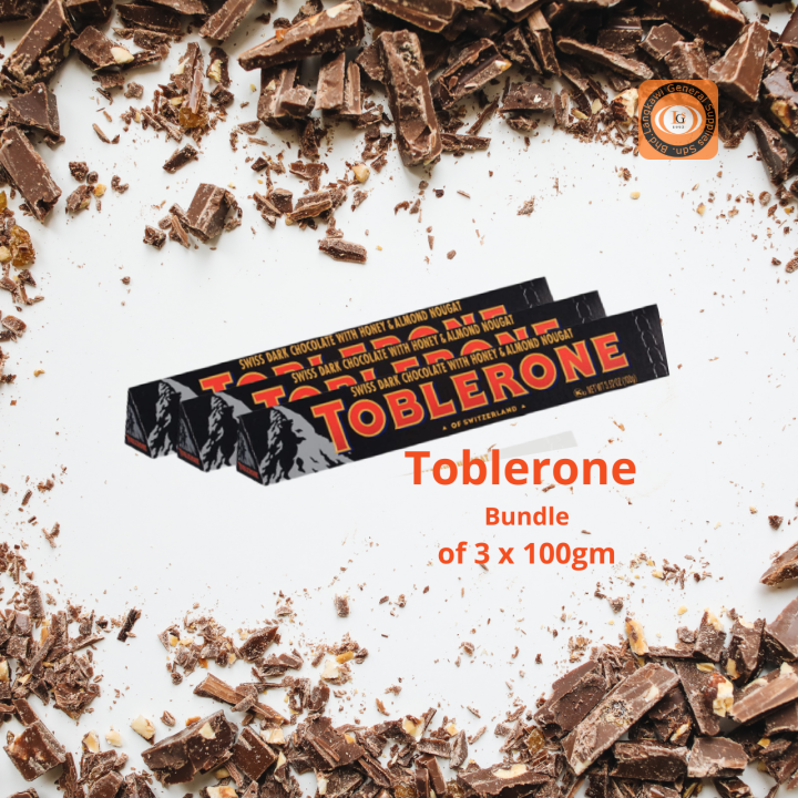 Toblerone Swiss Dark Chocolate with Honey & Almond Nougat Bundle of 3 x ...