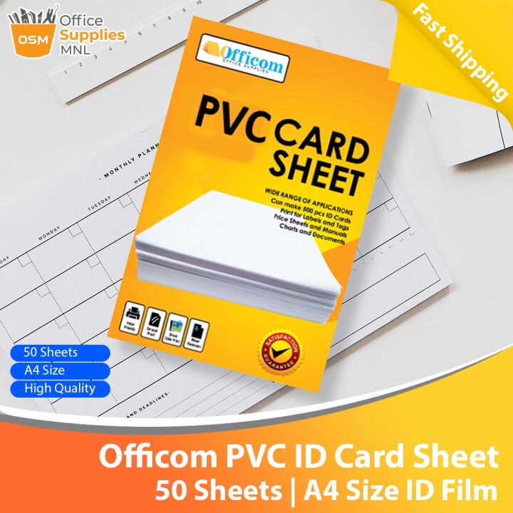 【Hot】 Officom PVC ID Card Sheet A4 Size ID Film Sheet Office Id Sheet ...