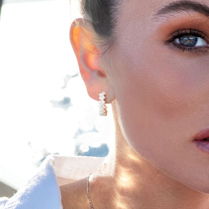 APM Monaco Up and Down ring pearl earrings rose gold earrings | Lazada PH