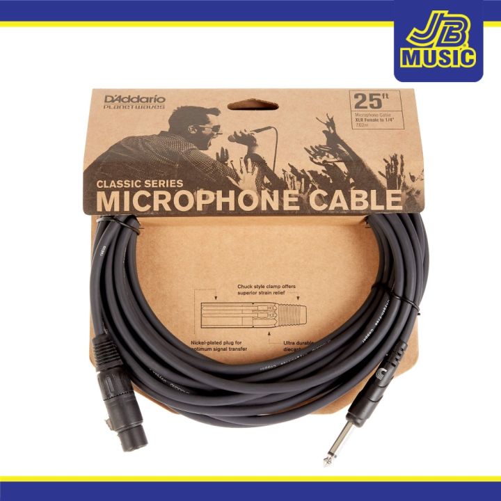 Planet Waves - PW-CGMIC-25 Classic Series 25ft Unbalanced Microphone Cable (Instrument Cable ...