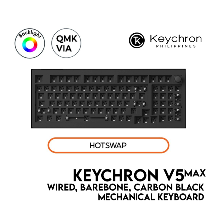 Keychron V5 Max Knob QMK Barebone Keyboard, Carbon Black, 96% Layout ...