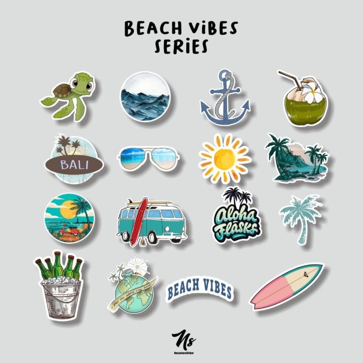 JDM Project- STIKER AESTHETIC BEACH VIBES PACKAGE STICKER WATERPROOFT ...