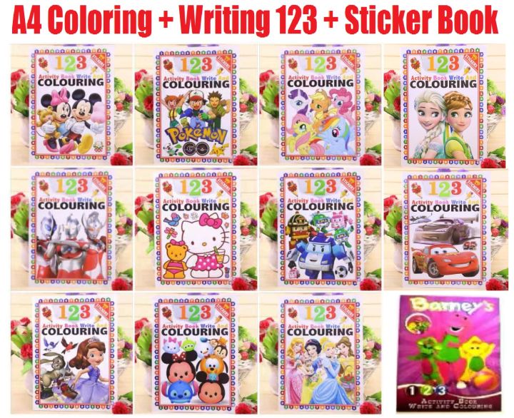 (M'sia Stock) Kids Coloring & Writting Number Book Sticker A4 Size ...