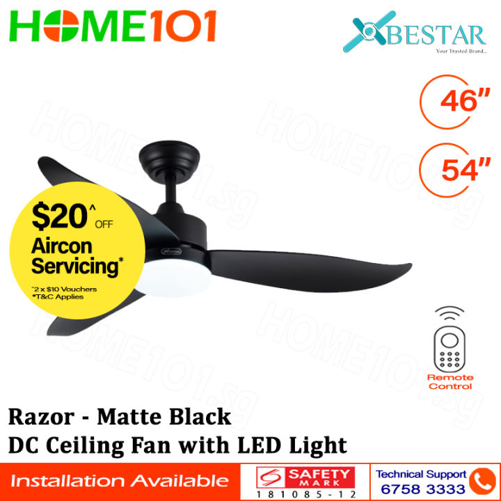 Bestar DC Motor Ceiling Fan with Remote Control & Light 46"/54” Razor ...