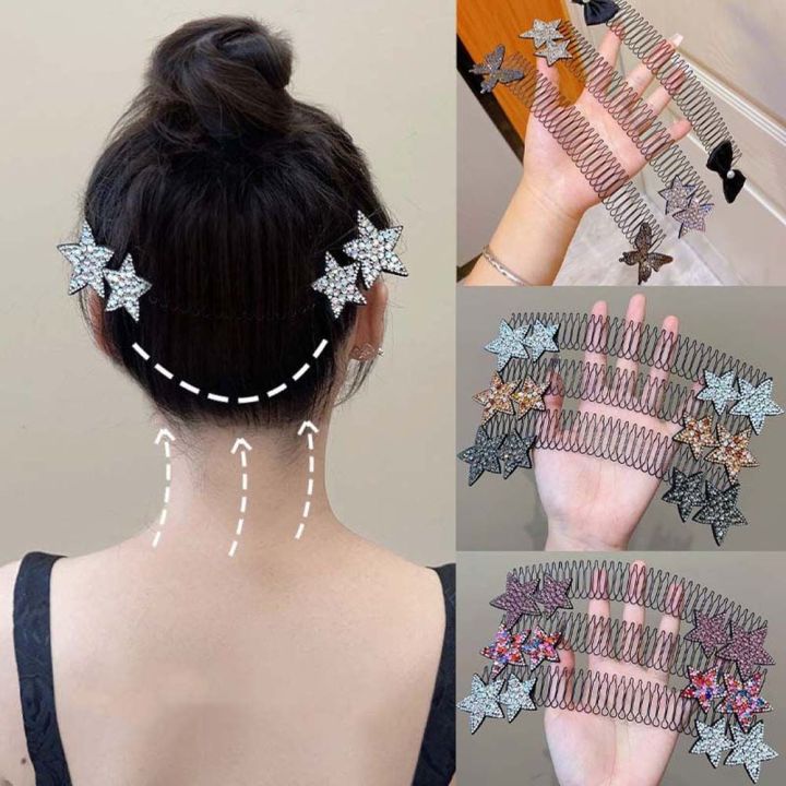 MZP Pentagram U Shape Hair Styling Comb Bowknot Crystal Rhinestone Star ... MZP Pentagram U Shape Hair Styling Comb Bowknot Crystal Rhinestone Star ...