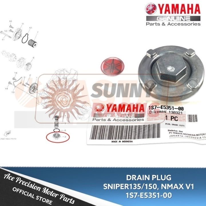 DRAIN PLUG FOR SNIPER 150 / SNIPER 155/ SNIPER 135 / R15 / TFX / MT15//NMAX V1 1S7-E5351-00 ...